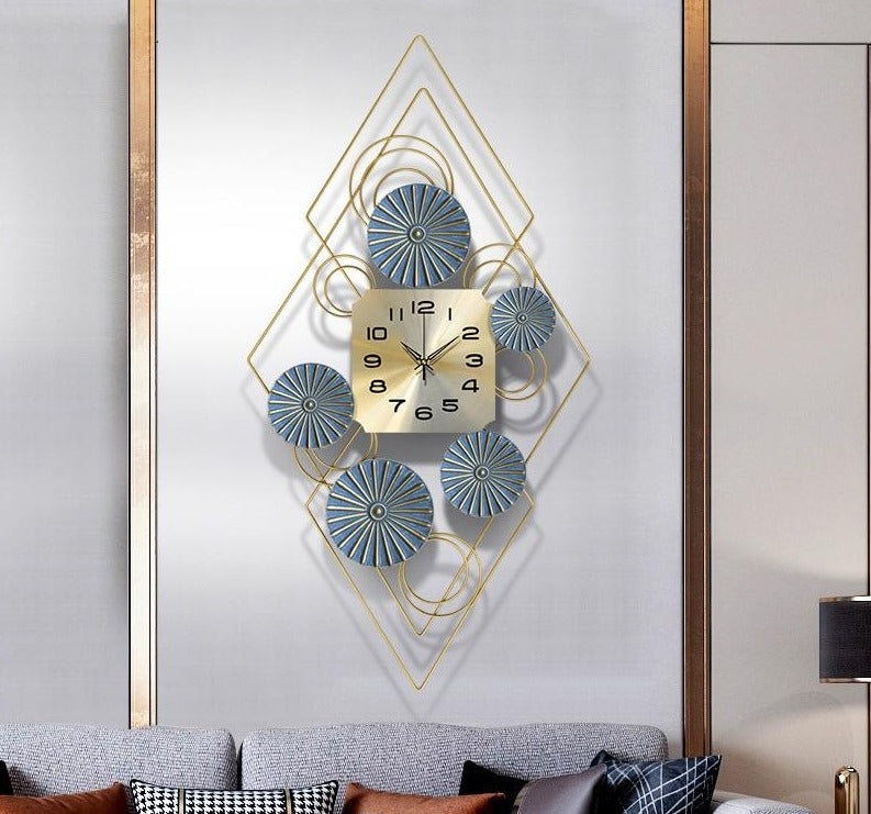 Rhombus Wrought Iron Clock – Glam and Cozy